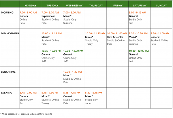 Timetable + booking - Redfern Yoga Space